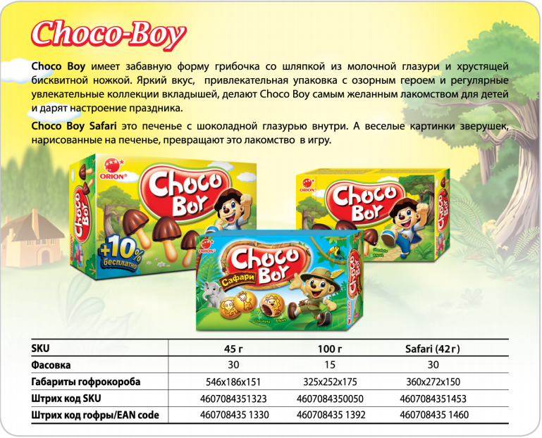 Шоколадные грибочки Choco Boy от производителя Компания «ОРИОН ПИЩЕПРОМ ...