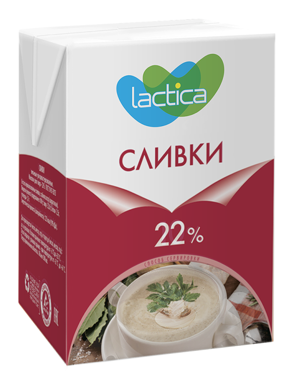 Сливки пит. у/паст. 22% 200мл TBA «Lactica» от производителя ...